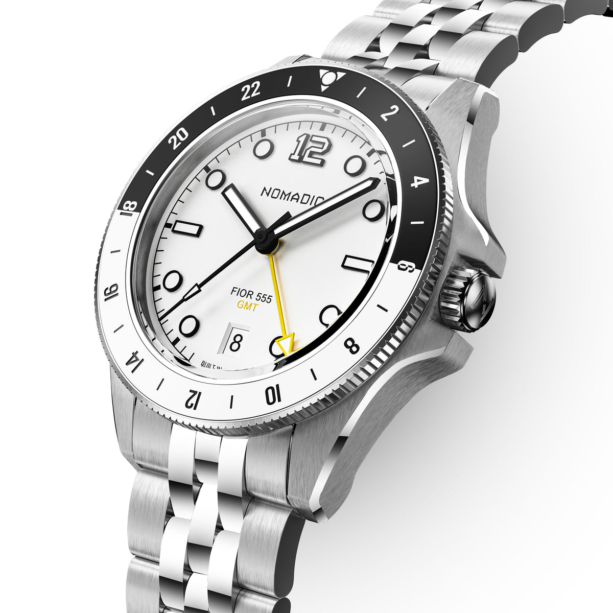 Fíor 555 - GMT Watch (41mm) - Navigator White – Nomadic